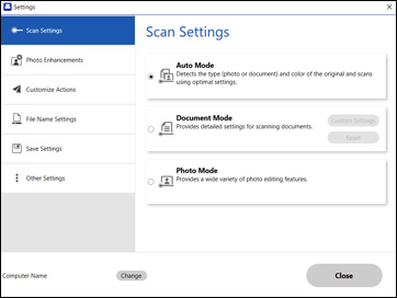 Changing the Scan Settings